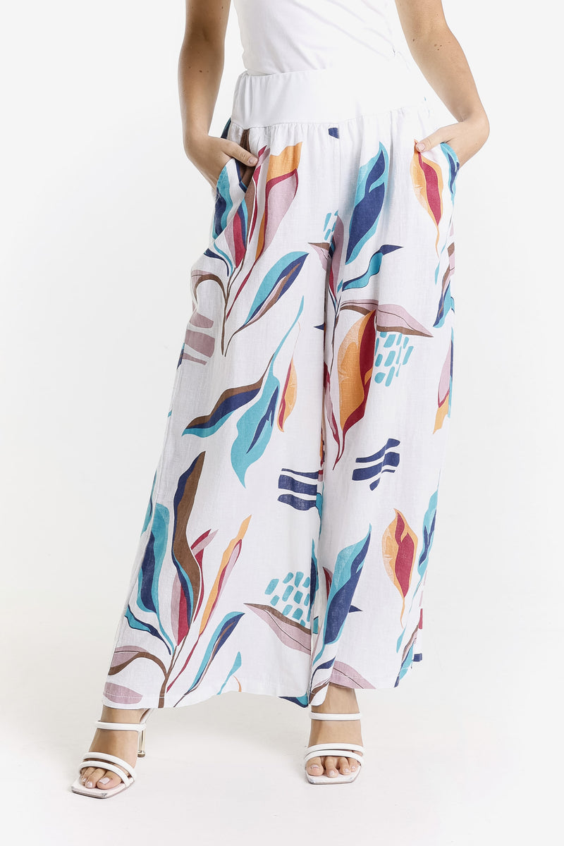 Athena Tropical Leaf Linen Blend Pant (PL713T) – TINA Stephens Group