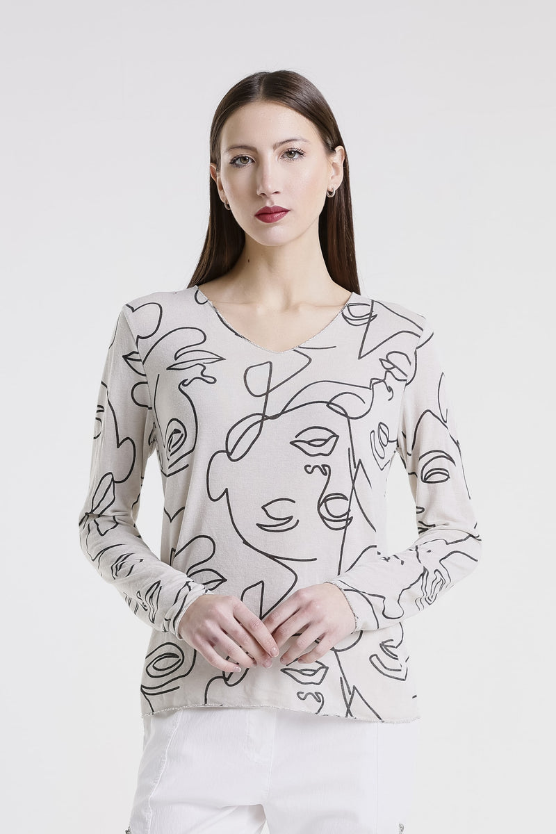 Dominique Faces Long Sleeve Top with Metallic Accent (BLS245F) – TINA ...