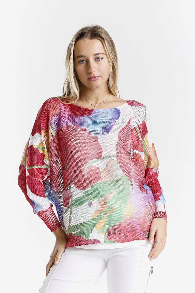 Garden Poppies Danielle Batwing Open Knit Sweater (BLS424GP) – TINA ...