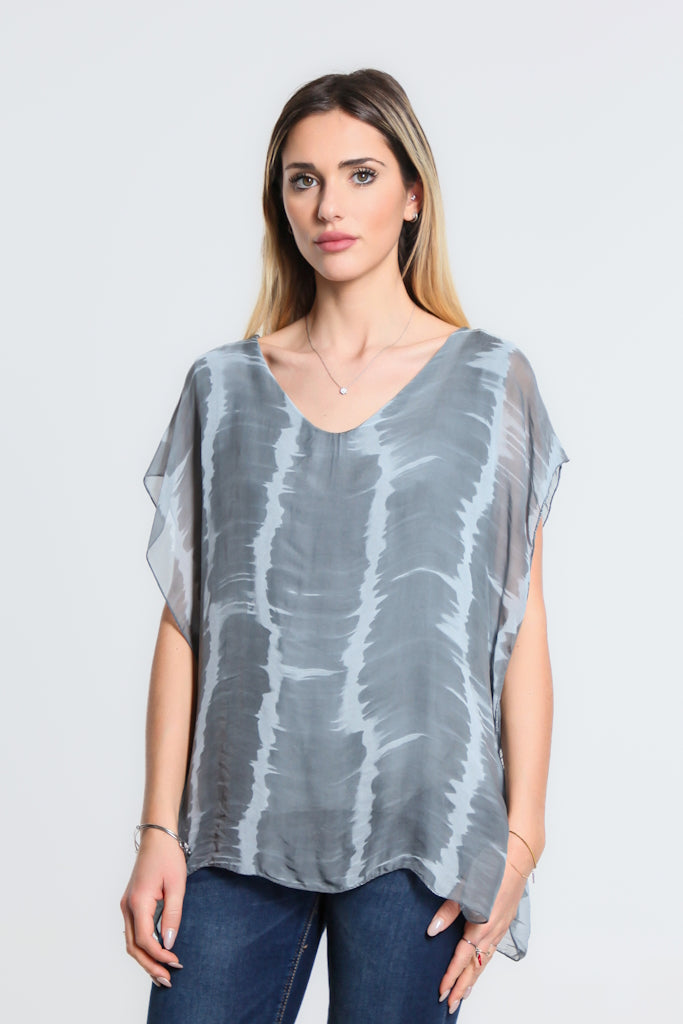 Alyssa Tie Dye V-Neck Flutter Sleeve Top (BSS212TD) – TINA Stephens Group