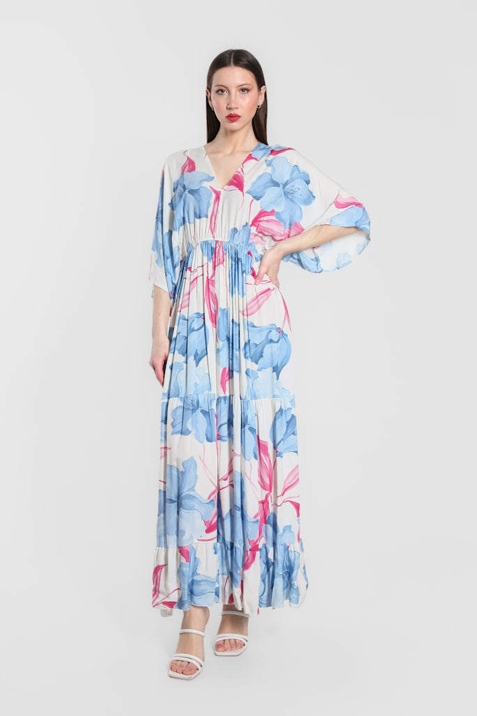 Sandra Iris Print Viscose Maxi Dress (DQ209R) – TINA Stephens Group